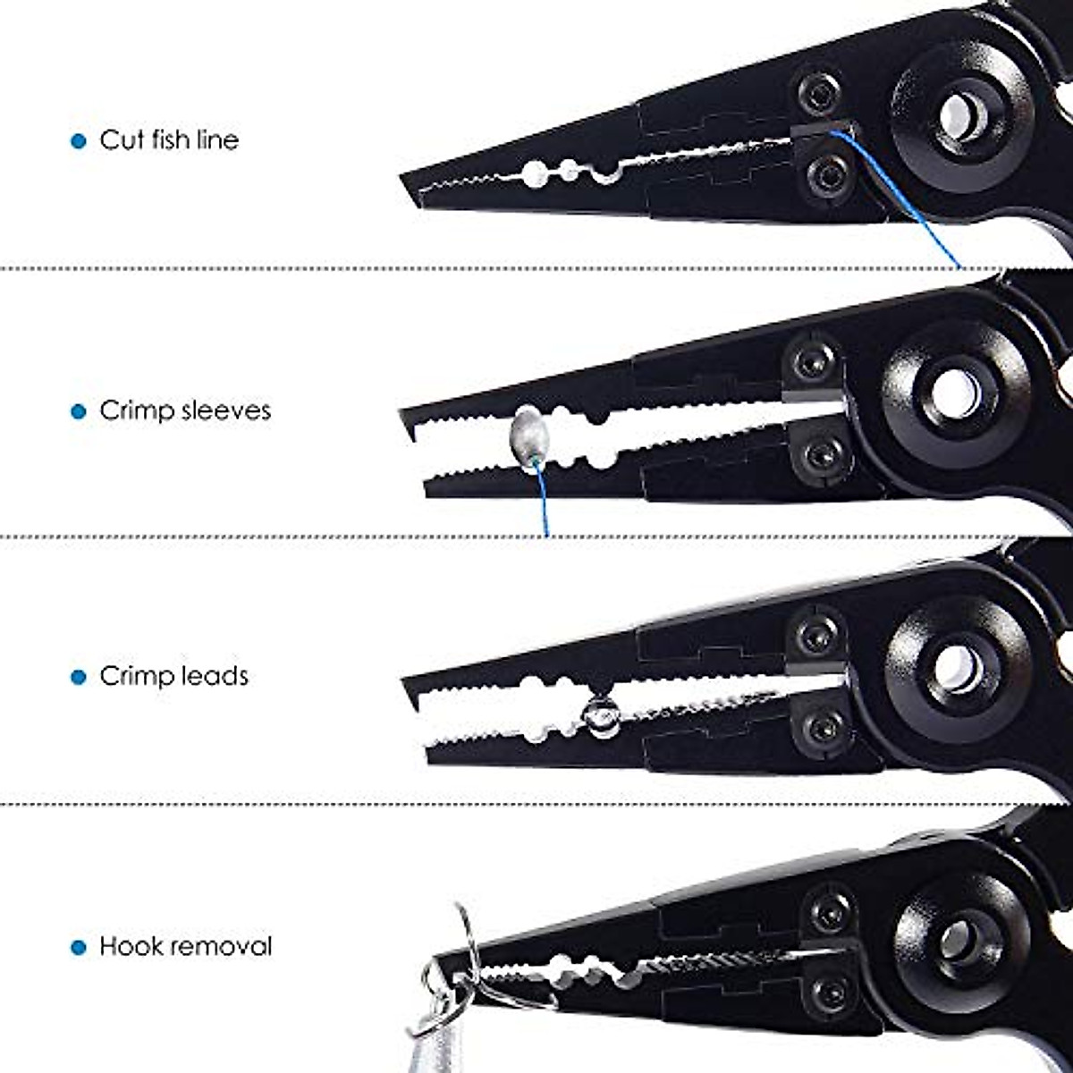 Dr.meter Aluminum Fishing Pliers, Saltwater Resistant Fishing Gear, Tungsten Carbide Cutters Split Ring Pliers Hook Remover Fish Holder with Fishing Gripper and Fishing Gloves, Fishing Gifts for Men