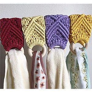 Macrame Kitchen Towel Holder, Macrame Towel Holder Ring, Macrame Dish Towel Holder, Macrame Towel Holde, Handmade Macrame Dish Towel Holder Decoration for Kitchen/Bathroom, Crochet Towel Holder