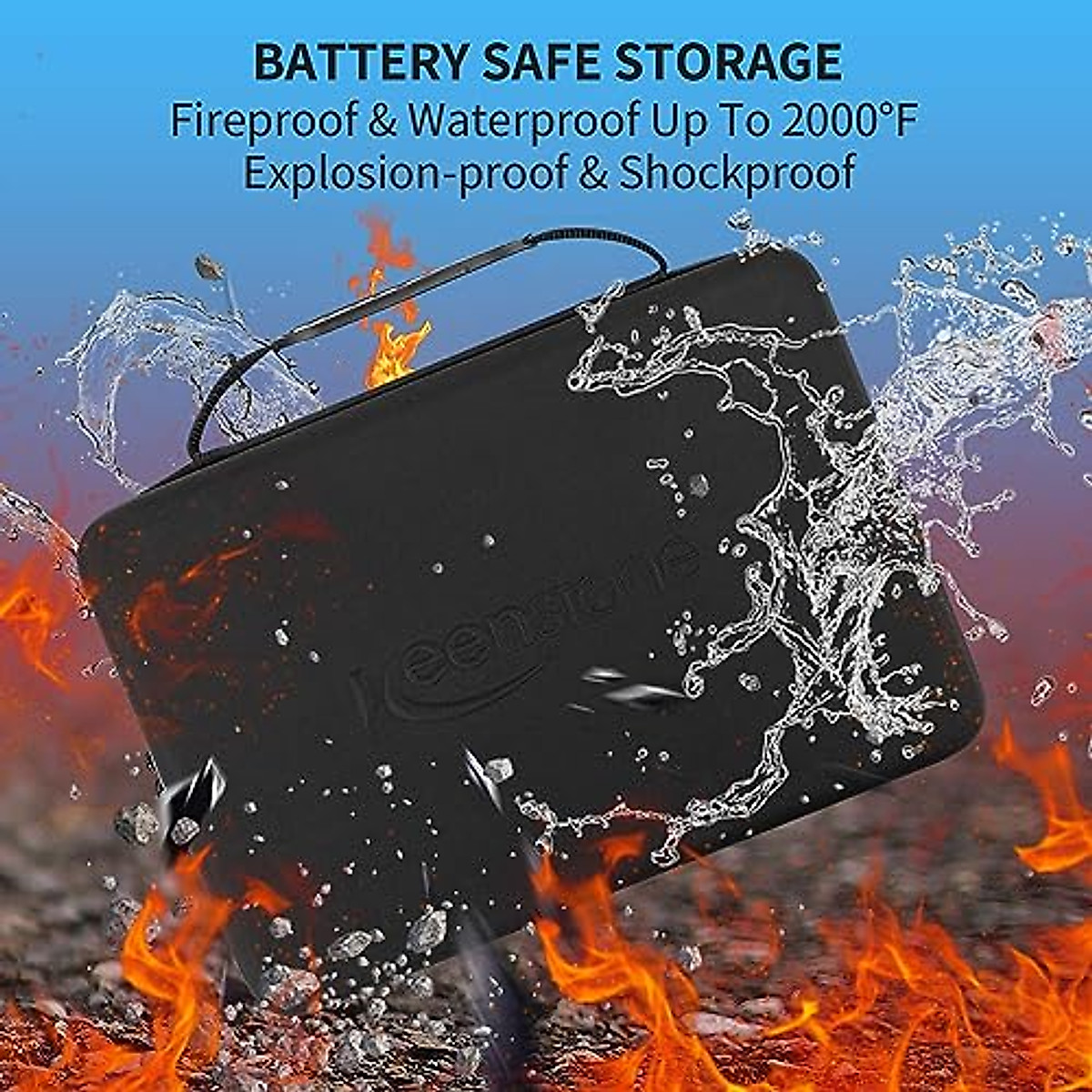 Keenstone Battery Organizer Storage Case, Fireproof Waterproof Explosionproof Battery Holder, Holds 199+ Batteries AA AAA C D 9V 18650, Battery Storage Box with Tester (Batteries Not Included)