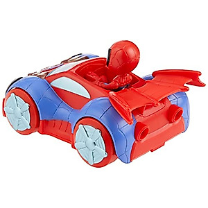 Hasbro Marvel Spidey and His Amazing Friends Glow Tech Web-Crawler Toy Car, with Spidey Action Figure, Preschool Toys, Super Hero Toys for 3 Year Old Boys and Girls and Up, Lights & Sounds