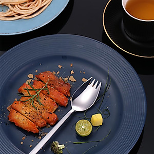 tiokin Sporks,4-Pack Salad Forks 18/10 Stainless Steel 7.4 Inches Long Handle Dessert Spoons Ice Cream Spoons Flatware Set Reusable Fruit Appetizer Dessert Forks for Household Use or Camping