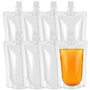 Yardwe 50Pcs Plastic Drink Pouches, 3.5oz Clear Drink Bags Reusable Juice Pouches for Outdoor Travel