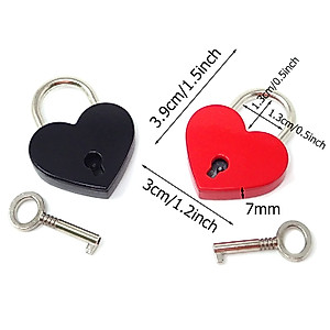 Honbay 2PCS Mini Love Heart Shaped Lock Padlock with Key for Jewelry Box, Purse, Handbag, Backpacks, Cabinet, Treasure Chest, Suitcases, Lockers, Letter Box, Diary, etc