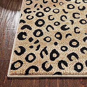 Well Woven Dulcet Leopard Black Ivory Animal Print 7'10" x 9'10" Area Rug