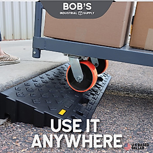 BISupply Rolling Cart 61x16 Narrow Aisle Moving Dolly with Curb Wedge Ramps - 2000lb Load Capacity Industrial Uboat Platform Truck with Handles