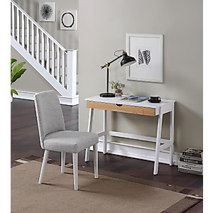 Daesar Writing Computer Desk with One Drawer in White/Natural