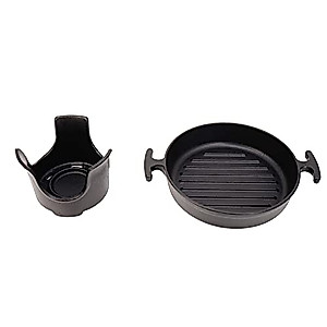 TRUMDAKE Cast Iron Japanese mini hibachi grill individual Tabletop Portable Grill camping cooking Yakiniku grill skillets BBQ Alcohol Stove Roasting grill （7" Diameter）