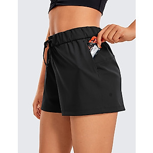 CRZ YOGA Stretch Shorts for Women Work Casual 2.5'' - Athletic Shorts with Pockets for Workout Travel Hiking Golf Black Medium