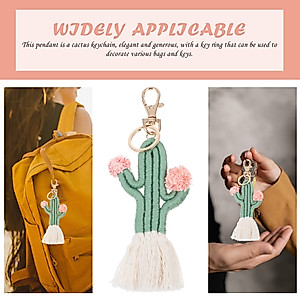 GALPADA Woven Cactus Keychain Handmade Bohemian Tassel Keyring Cactus plant Pendant Boho Key chain Jewelry for women Girls boy