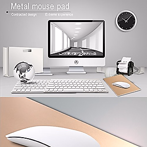 Mouse Pad, Qcute 9.18" 6.11" Gaming Aluminum Mouse Pad W Non-Slip Rubber Base & Micro Sand Blasting Aluminium Surface for Fast and Accurate Control(Gold)