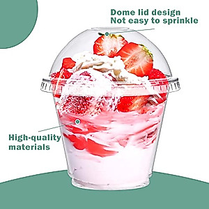 Giwrmu 9 oz Clear Plastic Cups, Ice Cream Cups with Dome Lids,PET Plastic Disposable Drinking Cups, Transparent Party Cups Perfect for Picnic, BBQ,Party, Travel and Events(50 Count)