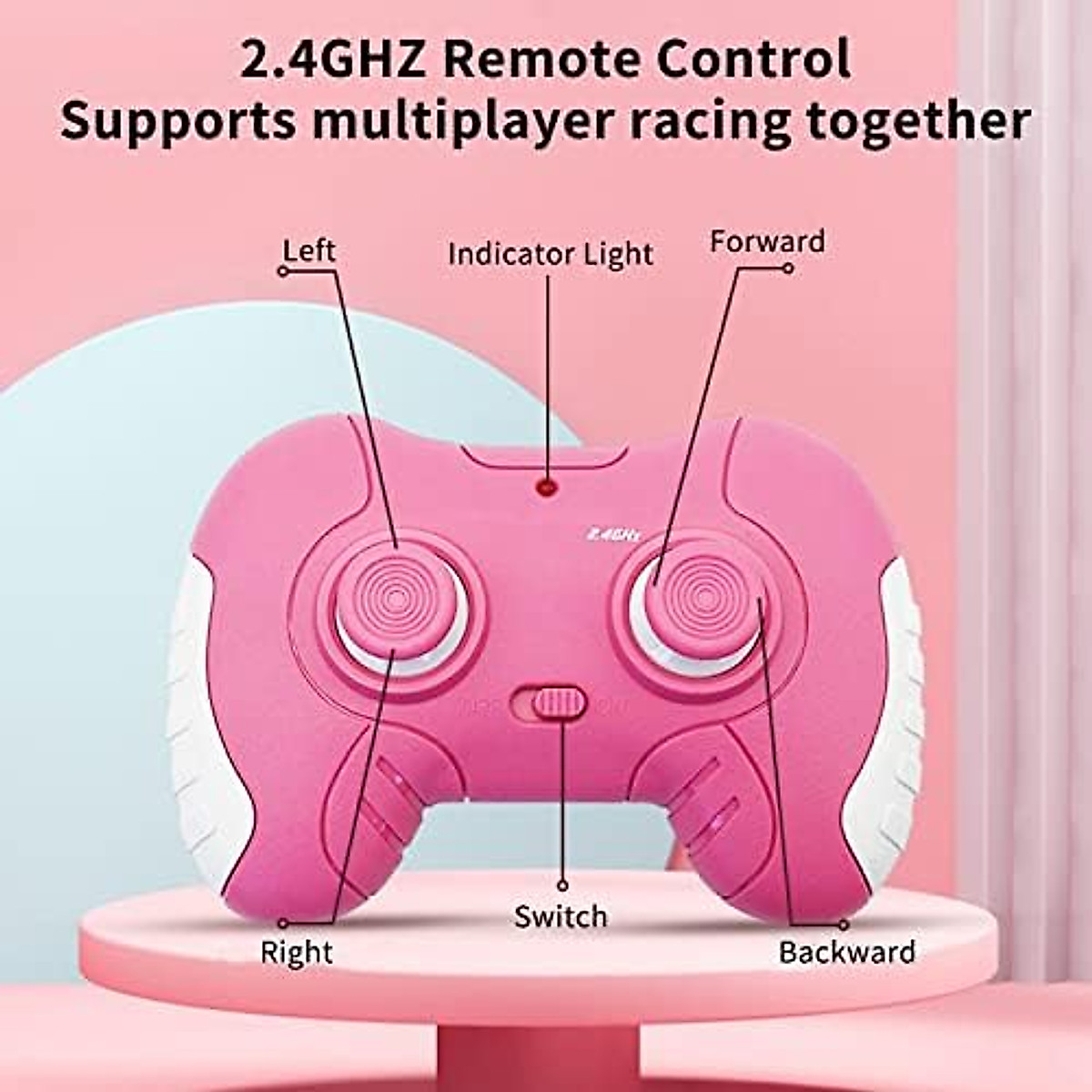 Goolsky Remote Control Car for Girls, 1:12 Pink RC Rock Crawler 2.4GHz 4WD RC Convertible Off-Road Vehicle All Terrains with Shovel Dual LED Lights Hobby RC Trucks Rechargeable Electric Toy for Kids