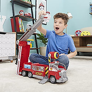 Paw Patrol, Marshall’s Transforming Movie City Fire Truck with Extending Ladder, Lights, Sounds and Action Figure, Kids Toys for Ages 3 and up