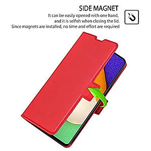 Compatible with Oppo Reno 6 Pro 5G Wallet Case, Ultra Slim Flip Folio PU Magnetic Leather Case with Card Slot, Full Protection Phone Cover for Oppo Reno 6 Pro 5G, Red