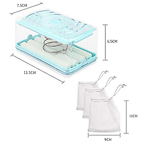 MIWI Soap Box Bubbler with Roller and Drain Holes,2 in 1 Soap Cleaning Storage Foaming Box,Multifunctional Travel Soap Container for Bathroom/ Camping/Gym with Bubble Mesh Bags (Grey), 12.5x7.5x6.5cm