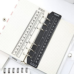 TOYANDONA Clear Binder 18Pcs Plastic Page Marker Snap- in Bookmark Binder Ruler for A5 A6 A7 Size 6- Hole Notebook Filler Planner Accessory Black Clear Multi- Function Planner Bookmark