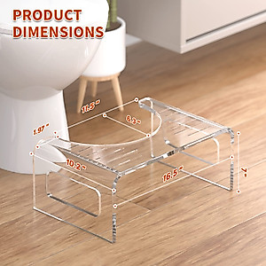 AmazerBath 7 Inches Acrylic Toilet Stool Squat, Clear Bathroom Poop Potty Stool for Adults, Modern Design Non-Slip Pooping Stool, Strong Load-Bearing, Blends Seamlessly Into Any Bathroom