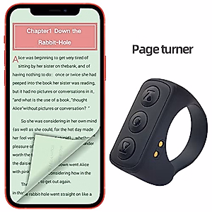 TikTok Remote Control Page Turner, Bluetooth Camera Video Recording Remote, TIK Tok Scrolling Ring for iPhone, iPad, iOS, Android - Black