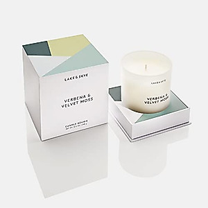 Lake & Skye Verbena & Velvet Moss Candle, (8 oz) 50 Hours of Burn Time, 100% Soy Wax, Vegan - Floral Green Scent with Spicy Twist