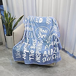 ZHSHWAT Sympathy Gifts, Mothers Day Birthday Gift for Friend, Inspirational &Compassion You are Awesome Throw Blankets Gifts for Men Sister Mom Grandma 50X 60(Blue)