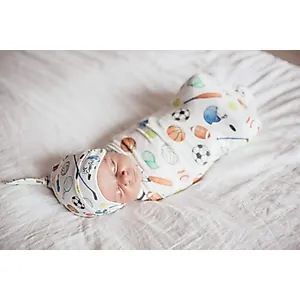 Large Premium Knit Baby Swaddle Receiving Blanket "Varsity" by Copper Pearl
