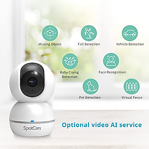 SpotCam Eva 2 Wireless Home Security Camera, 1080p FHD, Indoor, Night Vision, Two-Way Talk, Motion & Sound Alert, PTZ Pan/Tilt, Automatic Human Tracking, with Free Fulltime Cloud Recording