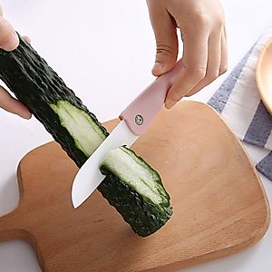 Fruit Knife, Ceramic Kitchen Knife Curved Blade with Good Hardness for Kitchen Accessory (Green)