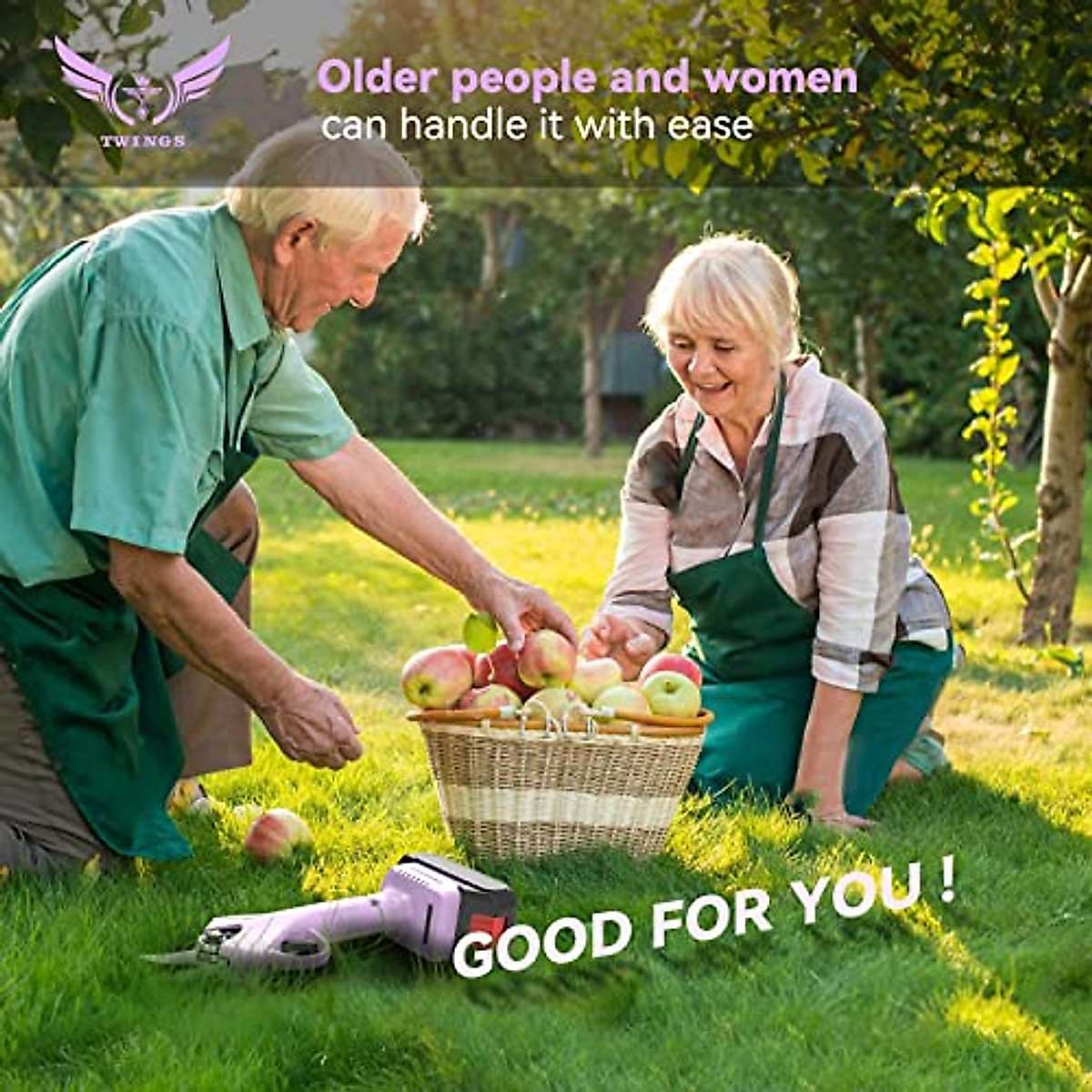 Electric Pruning Shears, Battery Powered Tree Pruner with 2 pack 2Ah Lithium Batteries, Cordless Electric Tree Pruning with Brushless Motor- 30MM (1.2 inch) Max Cutting Diameter and purple (HZTW003)