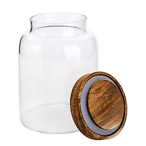 Bekith 2 Pack 42 FL OZ (1250ml) Glass Storage Jars with Wooden Lids, Glass Food Storage Container with Airtight Lid, Glass Pantry Canister for Beans, Rice, Sugar, Coffee and etc