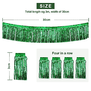 4 Pack 40 Feet Metallic Foil Fringe Garland Tinsel Streamers for Parade Floats Christmas Party Birthday Parties Mardi Gras Valentine’s Day Weddings Graduation New Year's Eve Holiday Decorations Green