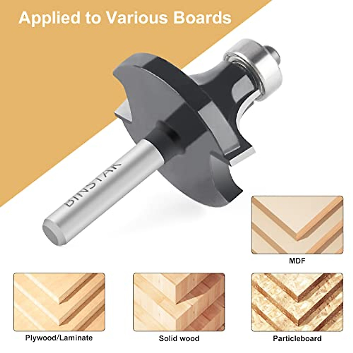 1/2" Radius Roundover Router Bit 1/4" Shank, Edge Forming Roundover Bit Bead Rounding Over Edging Bit by BINSTAK