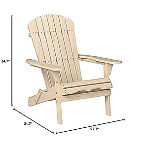Merry Garden Foldable Wooden Adirondack Chair, Outdoor, Garden, Lawn, Deck Chair, Natural
