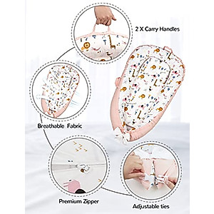 Mestron Baby Nest for 0-12 Months,Baby Lounger Baby Snuggle Infant Bassinet Mattress Insert Soft & Breathable Cotton Portable Infant Floor Seat Co-Sleeping (Elephant)