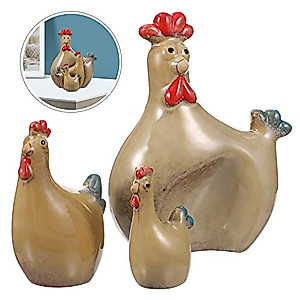 BESPORTBLE Ceramic Rooster Figurines Chicken Family Garden Statue Farm Animal Sculpture Porcelain Modern Animal Decoration for Home Office