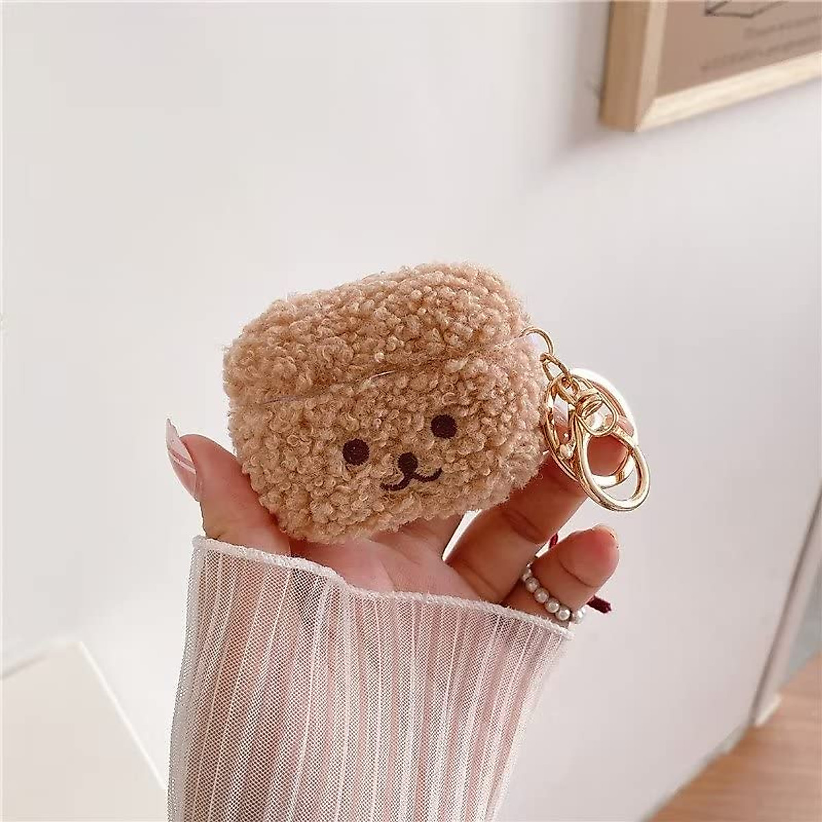 Plush Doll for Airpod 3 Case, Cute Soft Fur Fluffy Cartoon Animals Pet Case Unique Stylish Plush Doll for Airpods 3rd Gen Cartoon Headphones Cover for Girls Women Friends Best Gift Dog Brown