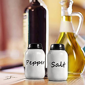 Salt and Pepper Shakers Set - Ceramic Salt and Pepper Shakers, Adorable Salt and Pepper Set for Kitchen Decor, Perfect for Cooking, RV, BBQ, Set of 2, 4 OZ