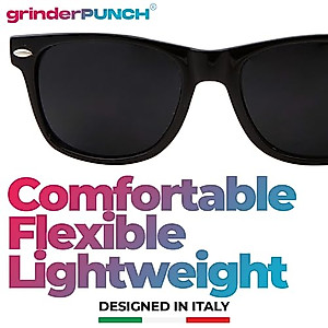 grinderPUNCH Super Dark Black Lens Men's Sunglasses Retro Classic 80's Stylish Trendy Shades (Black)