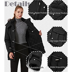 GGleaf Women's Thicken Parka Quilted Puffer Jacket Winter Coat Warm with Removable Hood Black XX-Large