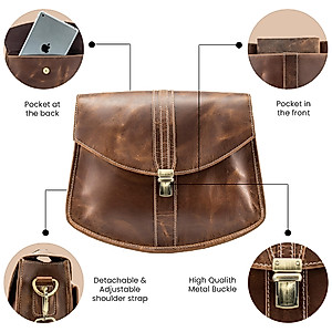 Handmade World Premium Leather Crossbody Satchel Bag For Women Handbag Travel Purse and Sling Saddle Bag (Brown)