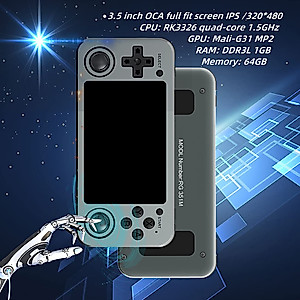 Petforu RG351M Metal Version Handheld Built-in 2534 Games Open Source Linux System Retro Console IPS Screen 3.5-Inch 64GB (Black)