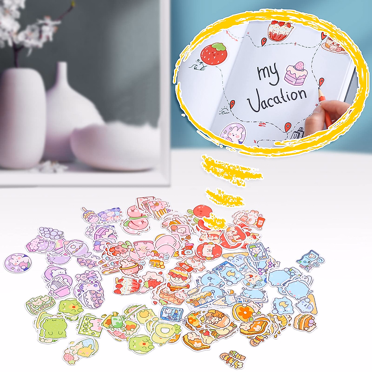 652 Pieces Korean Cute Kawaii Washi Cartoon Stickers Cartoon Little Girls Stickers Set Lovely Kid Sticker Small Size Scrapbook Decal Photo Planner Dairy Sticker for Notebook DIY(Cute Style)