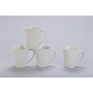 BIA Cordon Bleu White Porcelain Ribbed Coffee Mug, 1 Size, Set of 4