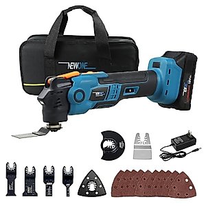 NEWONE Oscillating Tool Kit Compatiable with Makita 18V/20V Battery,Max Quick-release Anti-vibration Cordless Oscillating Multi-Tool,6 Variable Speed, Fast Charger,Carry Bag and 7pcs Saw Accessories