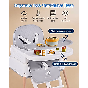3 in 1 Baby High Chair, Bellababy Adjustable Convertible Chairs for Babies and Toddlers, Compact/Light Weight/Portable/Easy to Clean