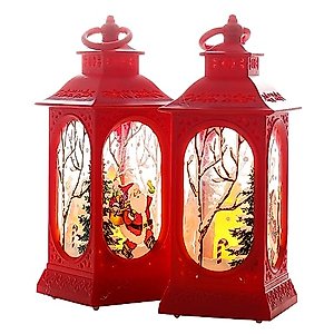 VOSAREA 2 Pcs Christmas Lights String Lights LED Desktop Decor Vintage Table Lamp Xmas Lanterns Snow Globes for Women Santa Claus Lanterns Xmas Desktop Light Christmas Atmosphere Light Red