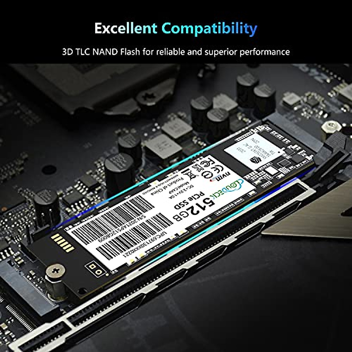 Cloudeck NVMe SSD 512GB PCIe Gen3x4 Internal Solid State Drive with 3D NAND for MacBook Air (Mid 2013-2017), MacBook Pro(Retina, Late 2013-Mid 2015), Mac Pro(2013) & Mini (2014), iMac(2013-2017)