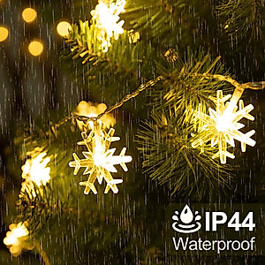 CYOIDAI Lights, 30 LED Snowflake String Lights Battery Operated Waterproof Lights with 8 Lighting Modes Warm White Bedroom Patio Room Garden Party Home Indoor Outdoor Christmas Tree Decorations