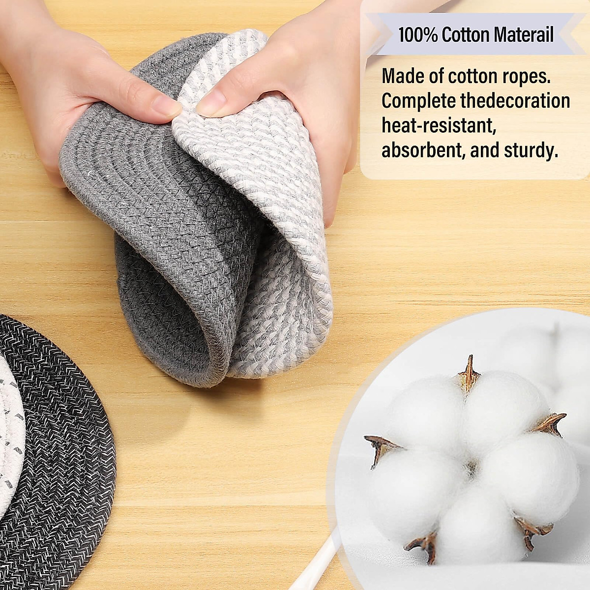 Tidponra 8" Trivets Set for Hot Dishes, 4 Heat Resistant Pot Holders Kitchen Counter, Table, Home Essentials, Anti Stain Hot Pads Plate Mats for Hot pots and Pans