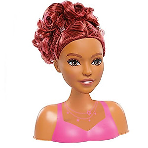 Barbie Small Styling Head, Brown Hair, 17-pieces, Pretend Play, Kids Toys for Ages 3 Up, Amazon Exclusive