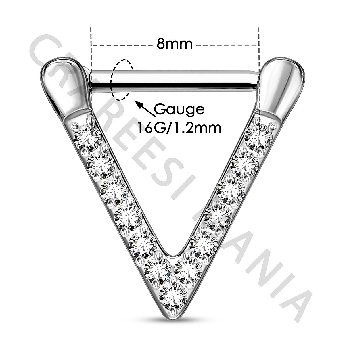 CM Crareesi Mania Teardrop Septum Rings 316L Stainless Steel Silver Septum Piercing Jewelry 16G V Septum Ring Clear CZ Paved Septum Jewelry Helix Earrings